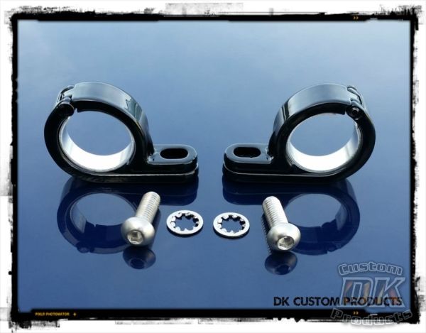 DK Custom Engine Guard & Frame Tube Hinged P Clamps For Lights Black