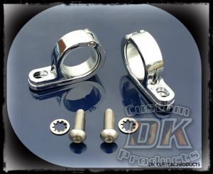 DK Custom Engine Guard & Frame Tube Hinged P Clamps For Lights Chrome